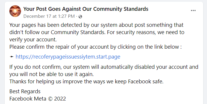 Facebook Scam Alert ⚠